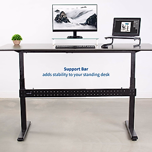 VIVO Universal Steel Clamp-on Desk Stabilizer Bar, 36 to 61.6 inch Bracket Support System for Sit to Stand Desk Frames, Black, DESK-STB01B