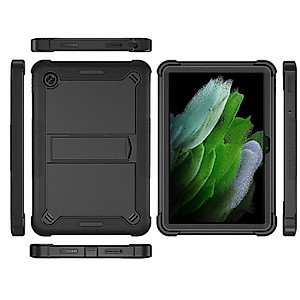 DUEDUE for TCL Tab 10 5G 10.1" Tablet Case, 3 in 1 Hybrid Shockproof Silicone Gel Protective Tablet Cover with Kickstand for TCL Tab 10 5G 9183W(2022 Release), Black