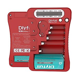 Dlyfull Battery Tester, LCD Display Universal Battery Checker for AA AAA C D 9V CR2032 CR123A CR2 CRV3 2CR5 CRP2 1.5V/3V Button Cell Batteries, 1x AAA Batteries Included