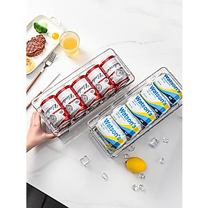 Soda Can Organizer for Refrigerator - Auto Rolling Can Dispenser Soda Can Holder Storage Organizer with Handle & 2 Ice Ball Molds