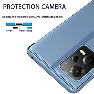 Ephoou Compatible with Xiaomi Redmi Note 12 5G Flip Case for Women, Luxury Clear Vanity Mirror Slim Shockproof 360° Full Body Protective Case for Xiaomi Redmi Note 12 5G/ Poco X5. JM-Black