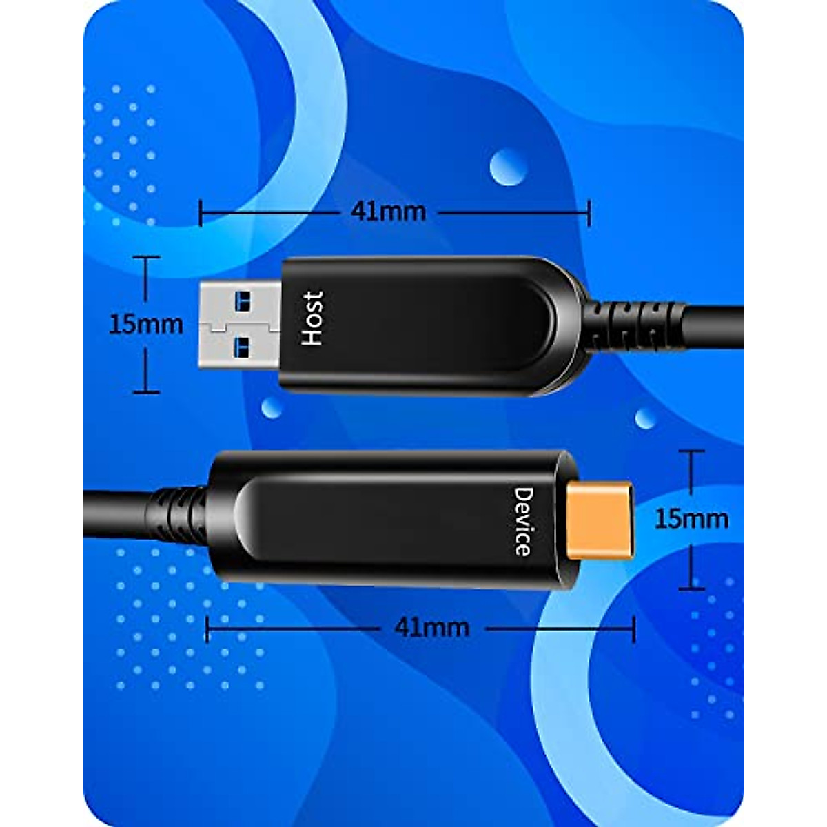 DWLCWY Fiber Optic USB A to USB C Cable (50ft),10Gbps High Speed USB 3.1 Cable for VR, Webcam,etc