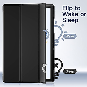 JETech Case for Samsung Galaxy Tab A8 10.5-Inch 2022 (SM-X200/X205/X207), Slim Translucent Back Tri-Fold Folio Stand Protective Tablet Cover, Auto Wake/Sleep (Black)