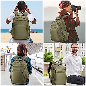 BLUEFATTY Laptop Backpack For Women Men Fits 17 Inch Waterproof Large Computer Backpack 33L Travel Backpack Lightweight Commute Bag For Hiking Work Gym(Green)