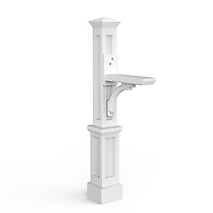 Mayne Newport Plus Mailbox Post with Standard Arm – Weather-Resistant, Durable Classic Design – Easy-to-Install Outdoor Mailbox Post