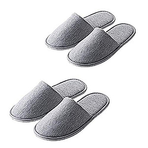 Rocutus 2 Pair Disposable Slippers,Disposable Slippers Bulk Guest Slippers,Travel Portable Polyester-cotton Slippers Home Interior Slippers Hotel Special Anti-skid Shoes Cotton Trailer