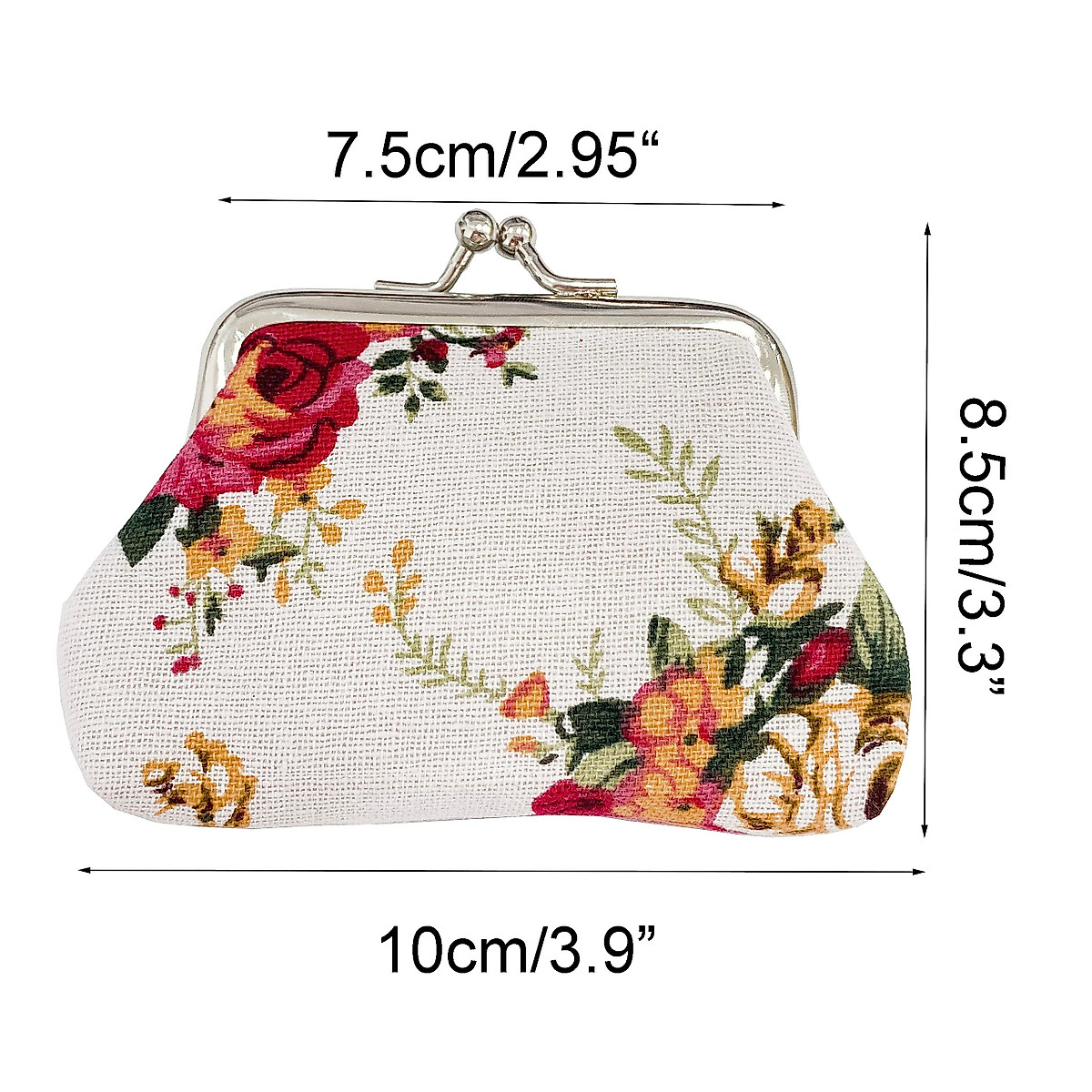 MIAO JIN 8Pcs Small Canvas Floral Coin Purses Present Bag with Clasp Kiss Lock Change Pouch Mini Coin Wallet Vintage Trinkets Pouch