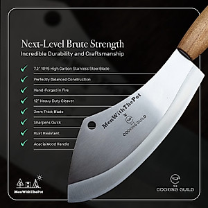 The Cooking Guild x MenWithThePot Professional Cleaver Knife - 7.4" Butcher Knife Made of German Stainless Steel - Rust-Resistant Chopping Knife Heavy Duty Meat Cleaver