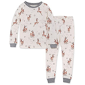 Burt's Bees Baby Baby Girls' Kids 2-Piece Family Jammies, Matching Holiday, Organic Cotton Pjs Pajama Set, Dasher and Dancer, 10 Years