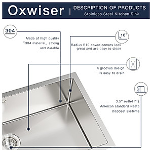kitchen Sinks 30x18 inch Undermount kitchen sink stainless steel sink 16 Gauge Single Bowl kitchen sinks Set (5 Item Bundle: Sink, Bottom Grid, Drain Assembly, Drain Cap, Kitchen Towel)