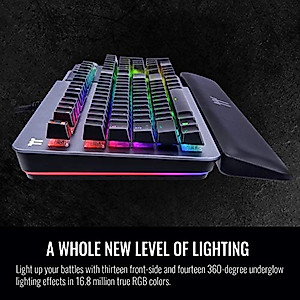 Thermaltake Argent K5 RGB Gaming Keyboard (Blue Switch), Aluminum and Streamlined Titanium Design, 16.8 Million RGB Color, Anti-ghosting, Magnetic Synthetic Leather Wrist Rest, GKB-KB5-BLSRUS-01