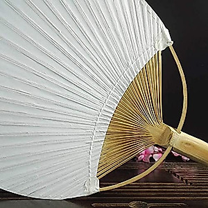 Vwey 3 Pcs Lot White Paddle Fan -Decorative Fans - Paper Party Decorative Electric Home Portable Wall Fans Decorative Fans Hand Lace White Japanese Cattail Paper Drawer Desktop Connec, X-Large