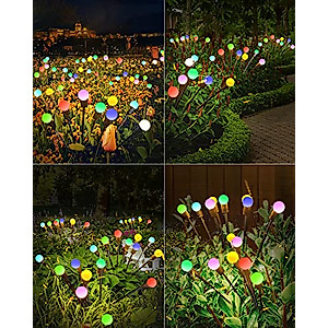 Solar Garden Lights, 8 Pack 64 LED New Upgraded Solar Firefly Lights Outdoor Waterproof, High Flexibility Starburst Swaying Solar Lights, Solar Garden Outdoor Lights for Yard Patio Pathway, Multicolor