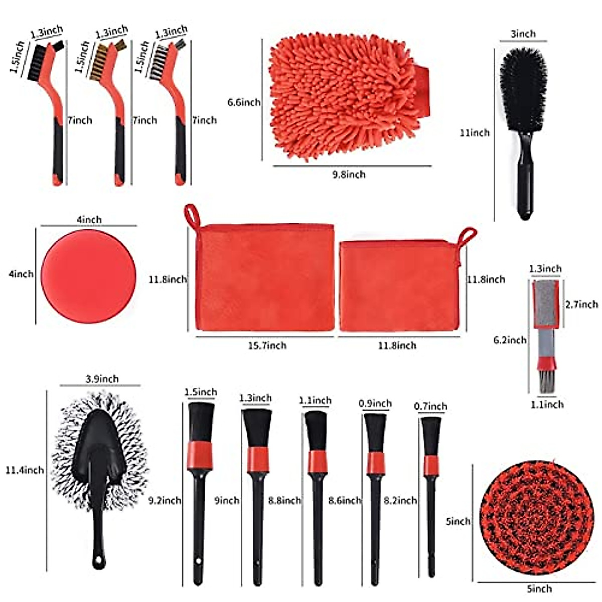 WEIYOUPIN Car Cleaning Kit - 19pcs Car Cleaning Detail Kit Detailing Brush Set Car Detail Kit Car Cleaning Supplies for Wheels, Dashboard, Engine, Leather, Carpet