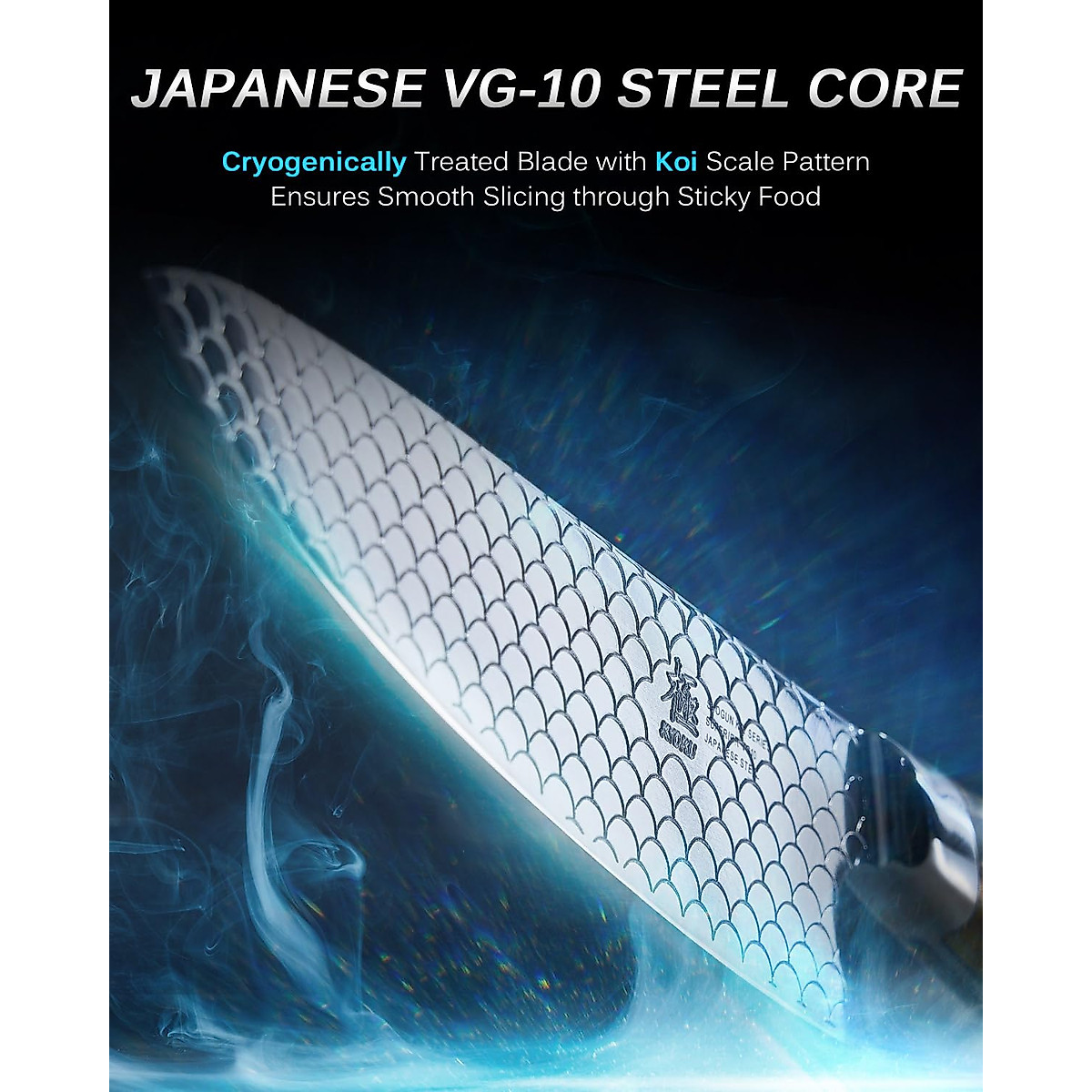 KYOKU 7" Nakiri Knife, Shogun Koi Series Vegetable Knife with Koi Scale Pattern, Japanese VG10 Stainless Steel Kitchen Knife with Sheath & Gift Box, Full Tang Professional Knife