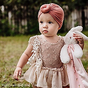 Bunnies By The Bay "Blossom Bunny" Buddy Blanket - 16" Stuffed Bunny and Baby Security Blanket - Super Soft Velour with Satin Lining