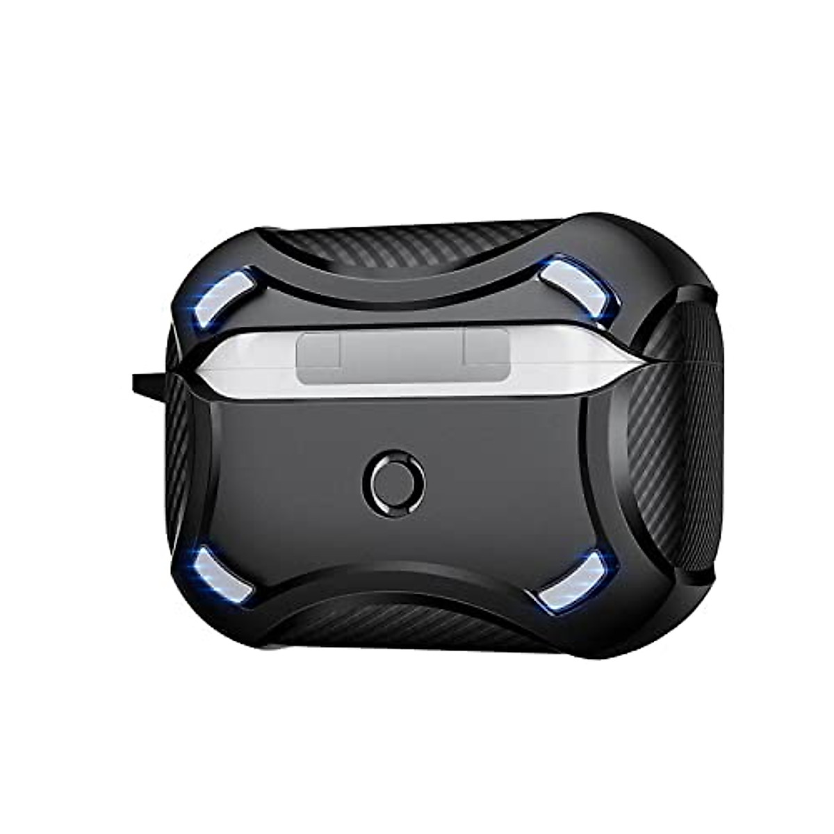 SaharaCase Cyber Armor Case for Apple AirPods Pro 2 (2nd Generation) [Rugged] Full Body Protection Antislip Grip Slim with Keychain - Black