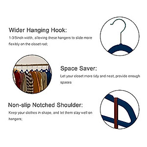 TQVAI 30 Pack Kid Velvet Clothes Hangers Non Slip Space Saver, Navy Blue