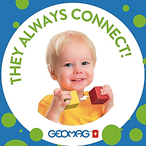 Geomag Premium Swiss-Made MagiCube 64-Piece Magnetic Stacking Cubes Building Set, Toddlers & Kids Ages 1-5, STEM Educational Toy, Creativity, Imagination, Early Learning Fun, Crystal Packaging