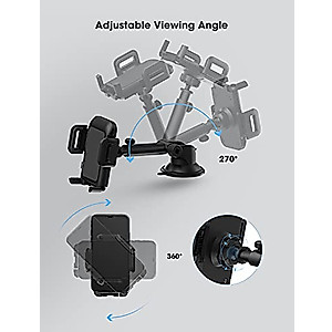 VSSMSSA Phone Mount for Car,Car Phone Holder Mount with Strong Suction Cup Dashboard Windshield Phone Mount Compatible with iPhone 14 13 12 11 Pro Max, Galaxy Note 20 S20 S10 and More