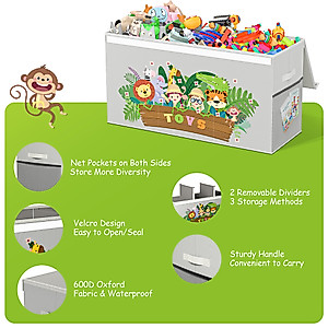 Momsnug Large Toy Box for Kids, Collapsible Sturdy Toy Chest for Boys, Girls, Toy Storage Organizer Bins with Lids, Large Toy Box Chest for Nursery Room, Playroom, Closet, Office