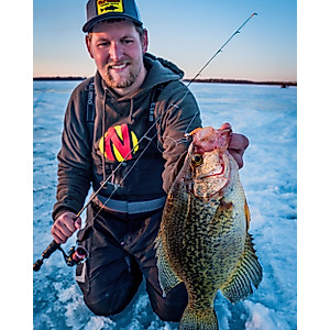 Northland Fishing Tackle Impulse Rigged Tungsten Bloodworm Jig for Ice Fishing Panfish, Glo White, 1/16 Oz #10 Hook, 5/Card