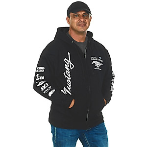 JH DESIGN GROUP Men's Ford Mustang Collage Black Zip Up Hoodie Sweatshirt (Large, CLG2-black)
