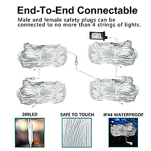 SANKUU 9.8ft X 6.6ft 200 LED Net Lights Outdoor Shrubs Lights Fairy String Lights LED Christmas Warm Bushes Lights for Holiday,Garden, Bedroom, Bush,Garden Outdoor Indoor Decoration (Warm White)