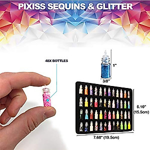 Extra Fine Glitter for Tumblers, Glitter and Sequins for Tumblers, Epoxy Tumbler Supplies 48 Pack Bulk Bottles Kit 5ml Each