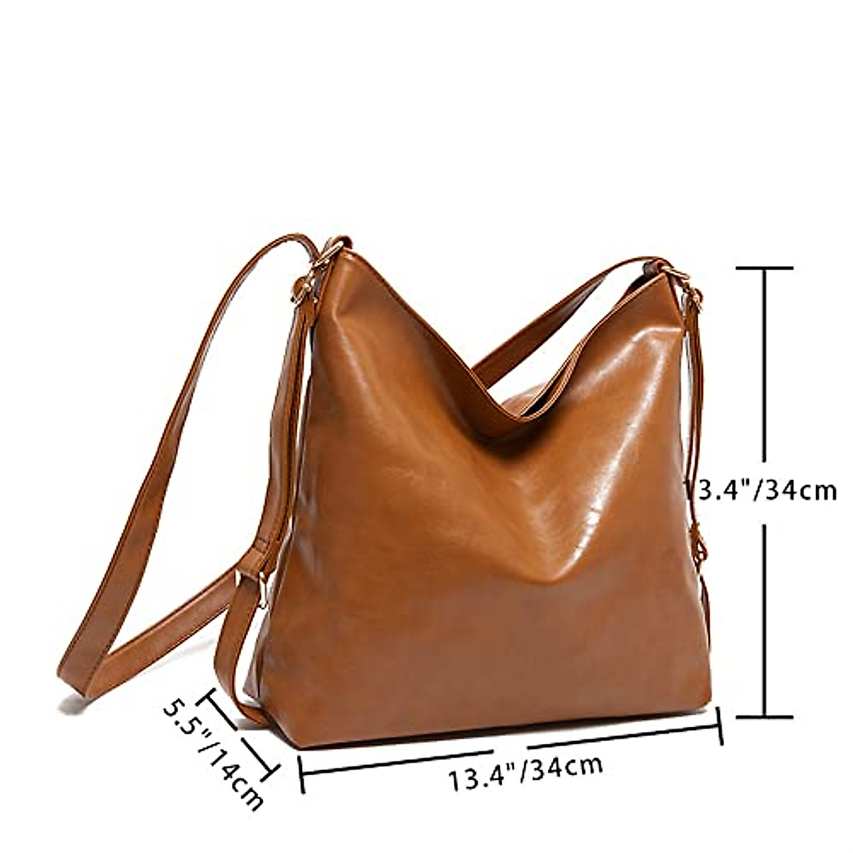 QTKJ Crossbody Bags for Women, Leather Backpack, Large Leather Handbag, Vegan Leather Shoulder, Multifuction Convertible Backpack for Women Travel Work Vacation