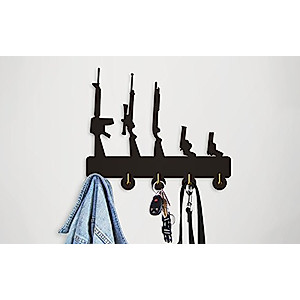 The Geeky Days Funny Gun Family Shape Design Coat Hooks Coat Hanger Firearms Weapons Key Hanger Key Hooks Rack Home Decor Modern Wall Hooks