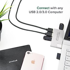Plugable USB Hub, Rotating 4 Port USB 3.0 Hub, Driverless Powered USB Hub (Compatible with Windows, macOS & Linux, USB 2.0 Backwards Compatible)