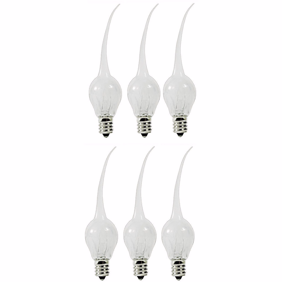 Creative Hobbies® 6 Watt, S6 Shape, Silicone Dipped, Country Style, Electric Candle Lamp Chandelier Light Bulbs, Individually Boxed, Wholesale Pack of 6 Bulbs