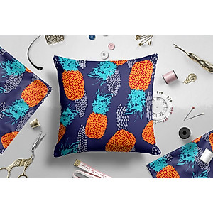 iiRov Summer Design Ink-Fuzed Decorative Throw Pillow - Retro Summer Pineapple v4