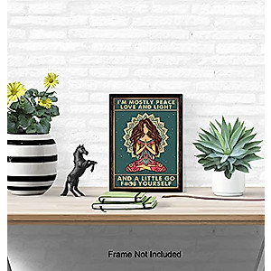 I'm mostly Peace Love and Light - Boho Art - Zen Meditation Room Decor - New Age Yoga Gifts for Women - Inspirational Hippie Wall Art Decorations - Spiritual Motivational Bohemian Funny Quotes Poster