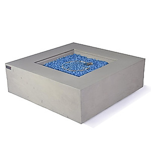 Capertee Concrete Fire Pit 40" x 40" Outdoor Patio Firepit Includes Fire Glass Modern Fire Pits & Outdoor Fireplaces for Garden, Deck, Indoor & Outdoor Heating