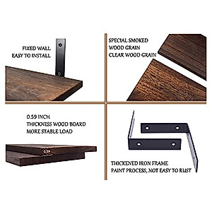 Molaxhome Wood Floating Shelves Set of 2,Wall Mounted Shelf for Bedroom,Farmhouse,Living Room,Bathroom,Kitchen,Office and More DC1A612 (Brown, W6xL16.5)