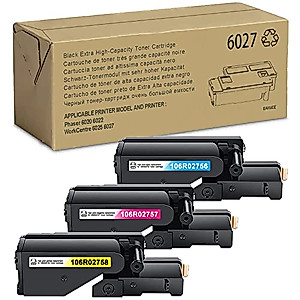 3-Pack WorkCentre 6027 Toner Cartridge (1C/1M/1Y) EAXIUE 106R02756 106R02757 106R02758 Toner Compatible Replacement for Xerox Phaser 6020 6022 WorkCentre 6025 6027 Printer