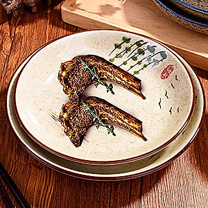 4-Piece Ceramic Dinnerware Set, Plate, Dish, Bowl, Spoon, Japanese Hand-painted Tableware set, A Good Gift