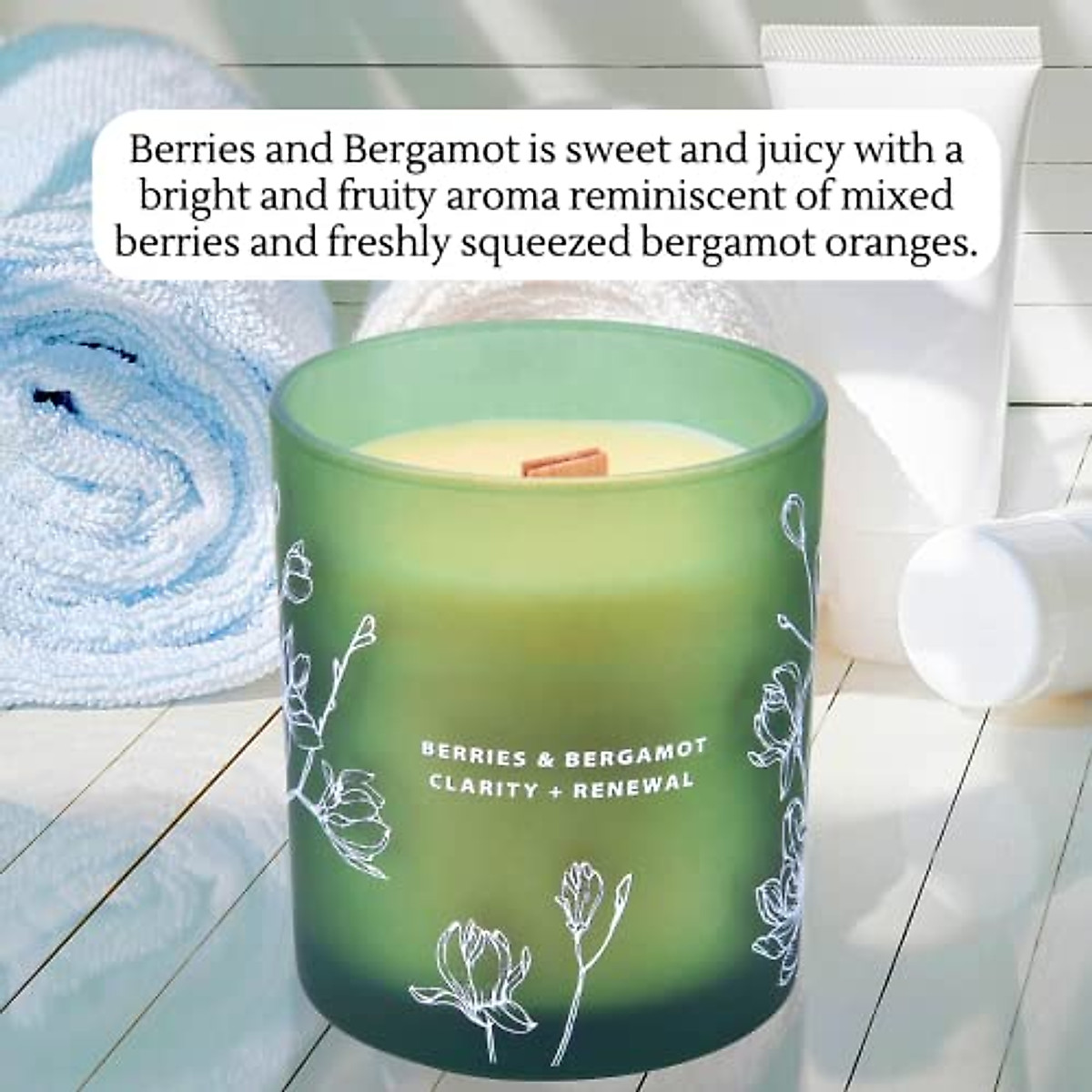Large Berries Bergamot Candle with Vanilla, Grape & Cherry | Strong Scented Candles for Home, Relaxing Aromatherapy Candle | Natural Soy Candles for Men & Women 10.6 oz, Wood Wicked Candle Clean Burn