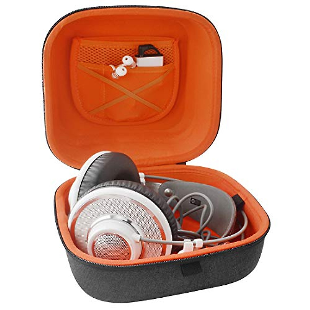 Geekria Shield Headphones Case Compatible with AKG Q701, K701, K702, K712 Pro, K99, K92 Case, Replacement Protective Hard Shell Travel Carrying Bag with Accessories Storage (Dark Grey)