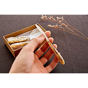 DUEBEL Set of 5 Pink Mother of Pearl MOP Caviar Spoons for Caviar, Egg, Icecream, Coffee Serving (Pink, 12.5x2.5cm)