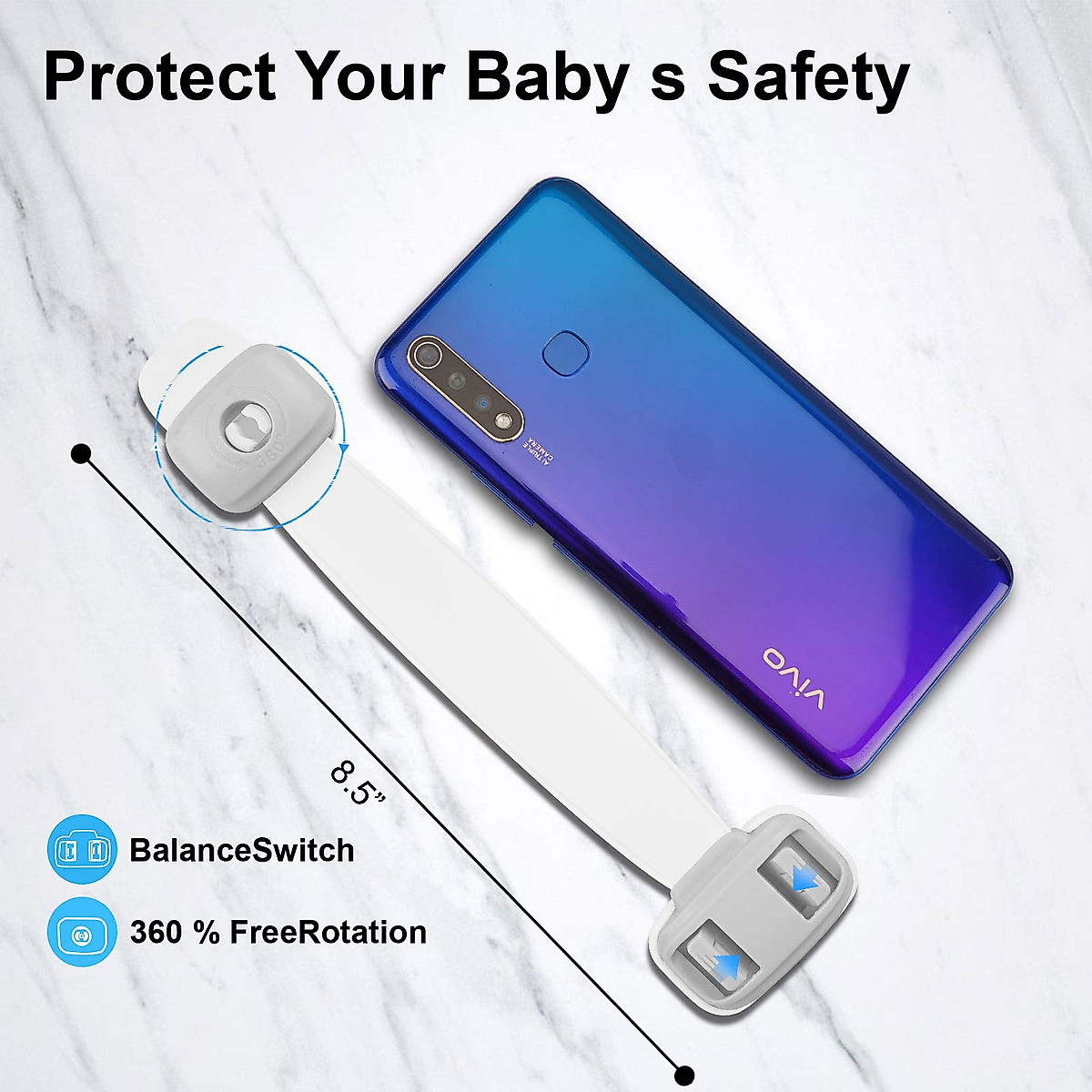 Baby Proofing Cabinet Lock,10 Pack Child Safety Latches Lock Multi-Purpose for Fridge,Furniture, Kitchen, Ovens, Toilet Seats (with 10 Extra Strong Adhesives) No Screws & Magnets Required