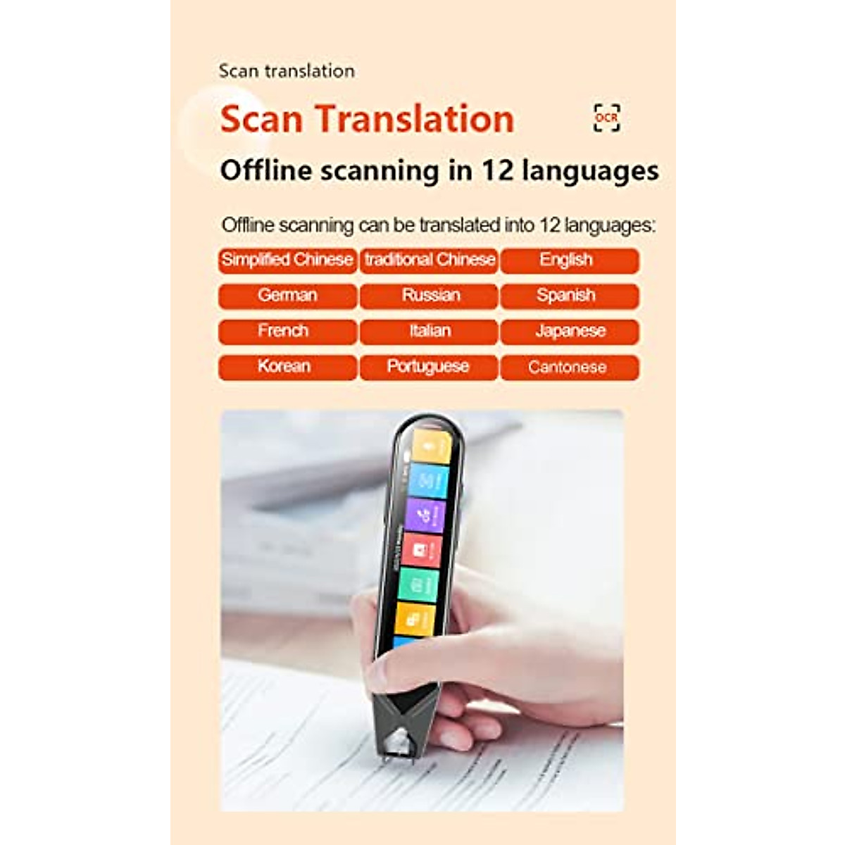 Language Translator with Camera, 5.0 LCD Touchscreen, Camera & Voice Translator, Translator Pen Scanner, OCR Reading Pen with Text to Speech, WiFi Connection, 112 Languages