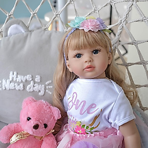 Zero Pam Reborn Baby Dolls Toddler Blonde Hair Girl 24 Inch 60 cm Realistic Silicone Baby Dolls That Look Real Lifelike Baby Dolls with Weighted Body and Toy Accessories Princess Doll for Girls