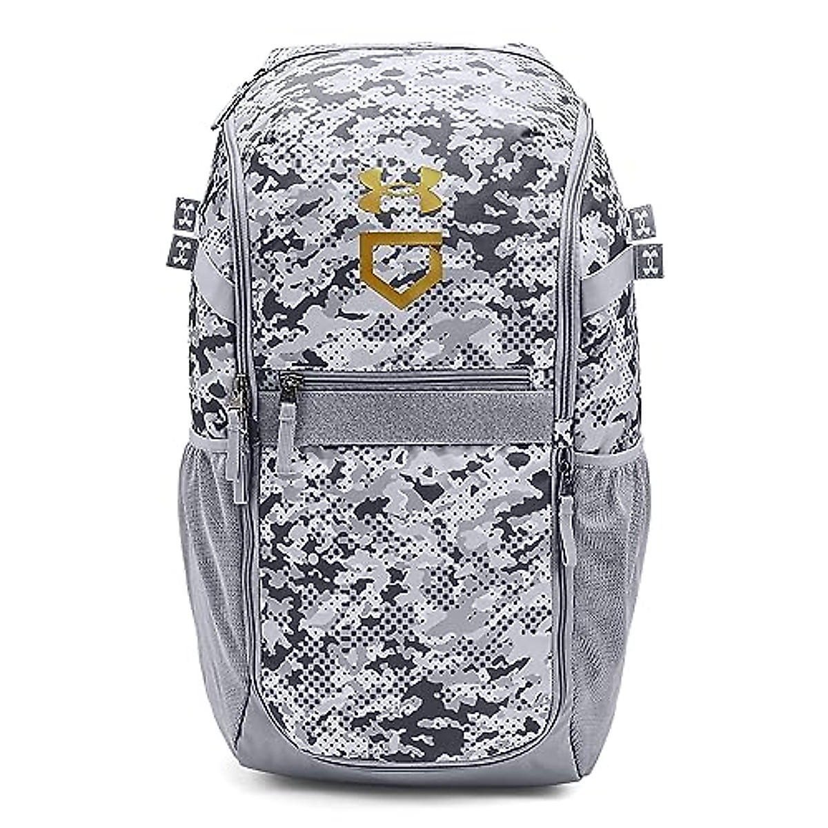 Under Armour Unisex-Adult Utility Baseball Backpack Print, (036) Steel / / Metallic Gold, One Size Fits All