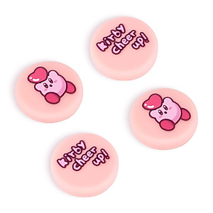 DLseego Cheer Up 4PCS Thumb Grips Caps for Switch/Switch OLED/Switch Lite Soft Silicone Joy Con Joystick Cover Protective Japanese Amine Cartoon Analog Button Caps - Pink