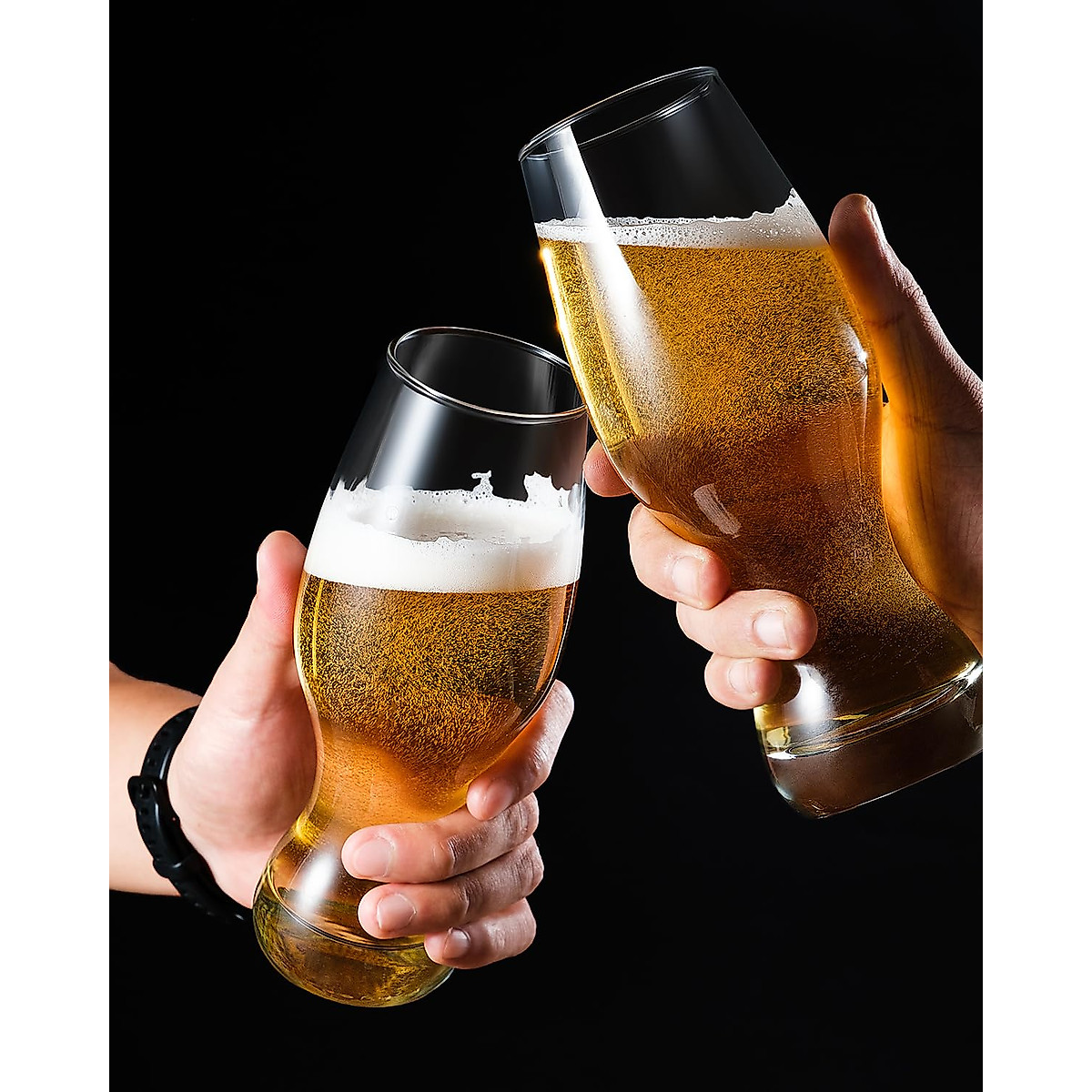 LUXU Craft Beer Glasses Set of 2 Professional IPA Glasses,Lead-Free Crystal Beer Pint Glass,Clear Pilsner Wheat Beer Glasses,Solid Glassware Beer Cup,Classic Beer Gifts for Lager,Ale,Water and Men