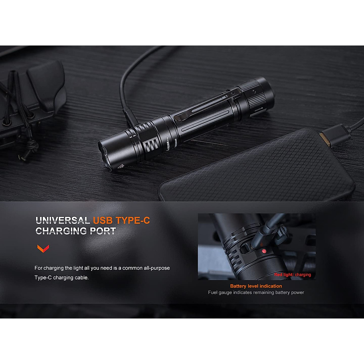 Fenix PD36R Pro High Lumen Tactical Flashlight, 2800 Lumen Dual Rear Switches USB-C Rechargeable with Battery and Lumentac Organizer