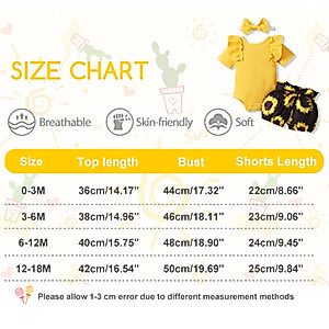 AMAWMW Newborn Baby Girl Summer Clothes Ribbed Ruffle Short Sleeve Romper Sunflower Shorts Outfit 3-6/6 Month Girl Clothes